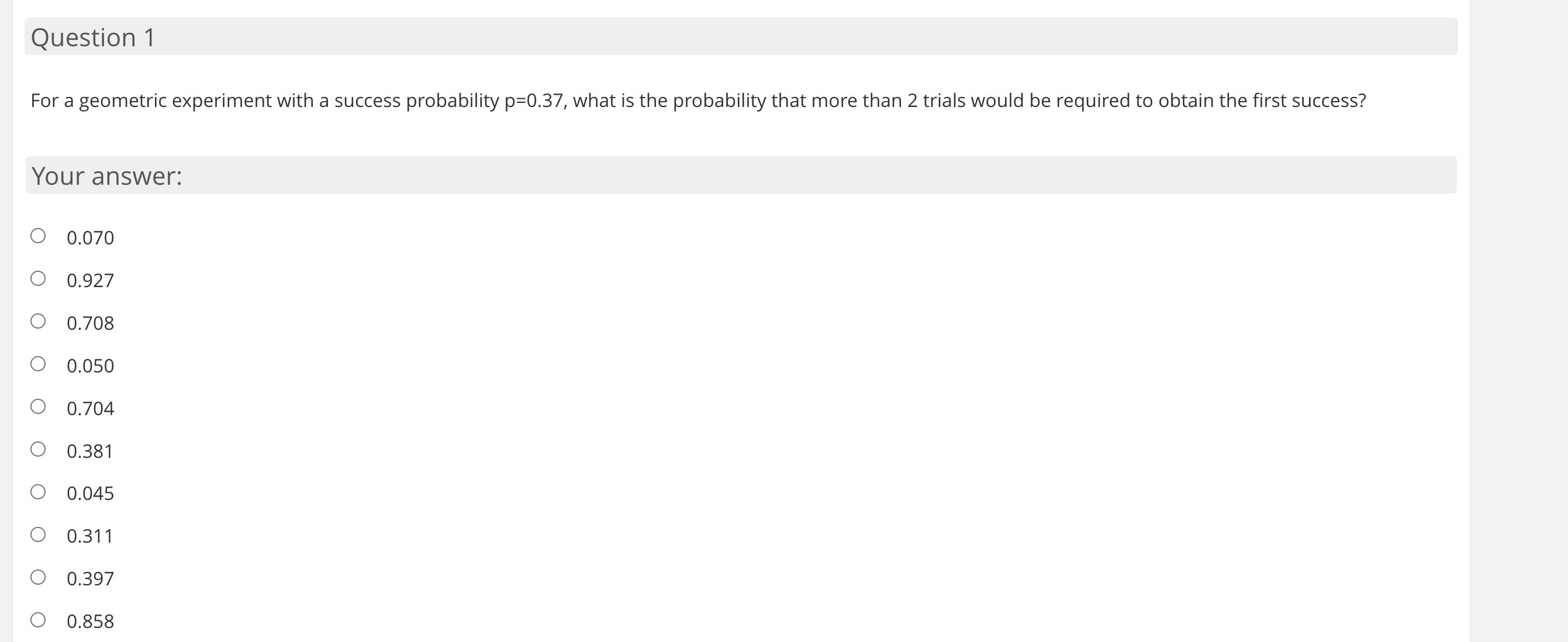 Solved For a geometric experiment with a success probability | Chegg.com