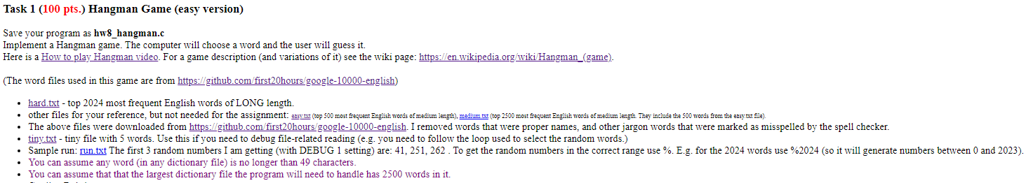 Solved Task 1 (100 pts.) Hangman Game (easy version) Save | Chegg.com