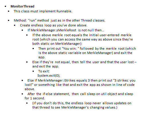 Solved . MonitorThread This class must implement Runnable. | Chegg.com