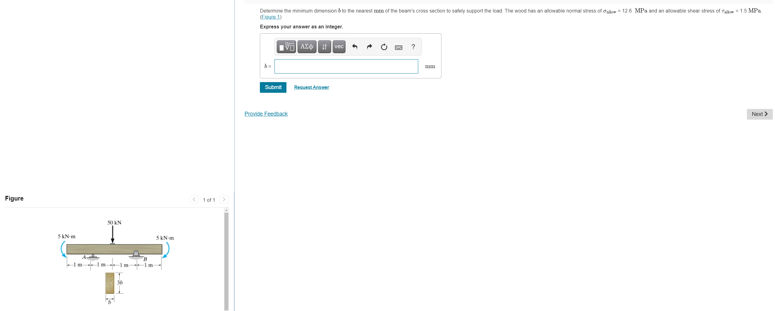 Solved Determine the minimum dimension b to the nearest mm | Chegg.com