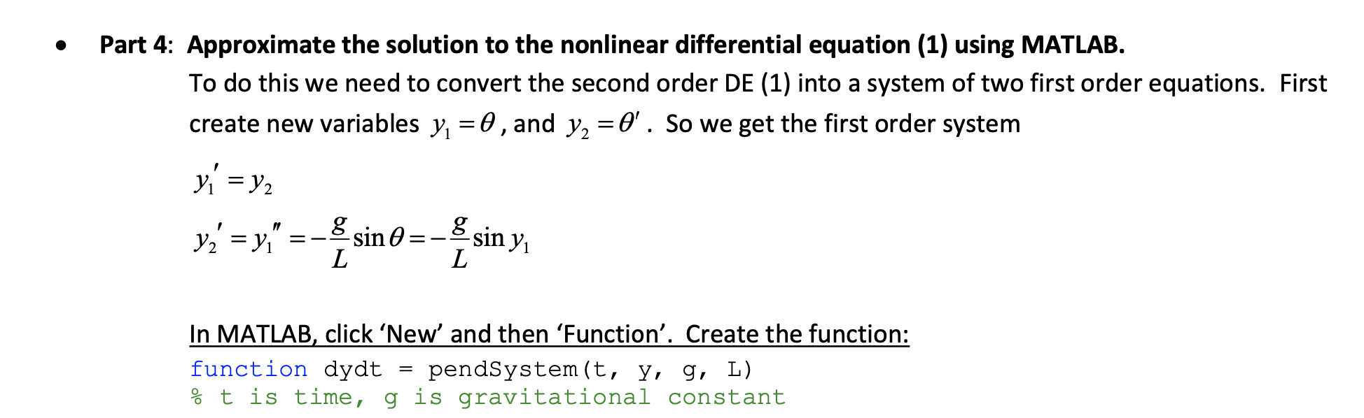 Part 4: Approximate the solution to the nonlinear | Chegg.com