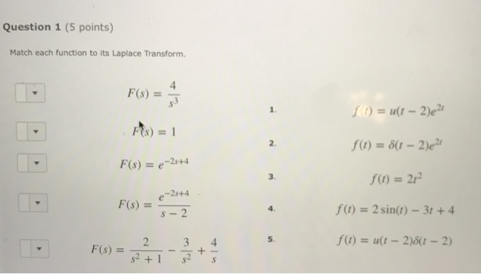 Solved: Question 1 (5 Points) Match Each Function To Its L... | Chegg.com