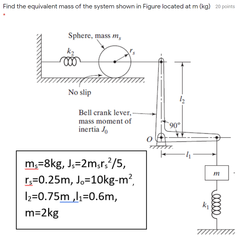 Solved Find the equivalent mass of the system shown in | Chegg.com