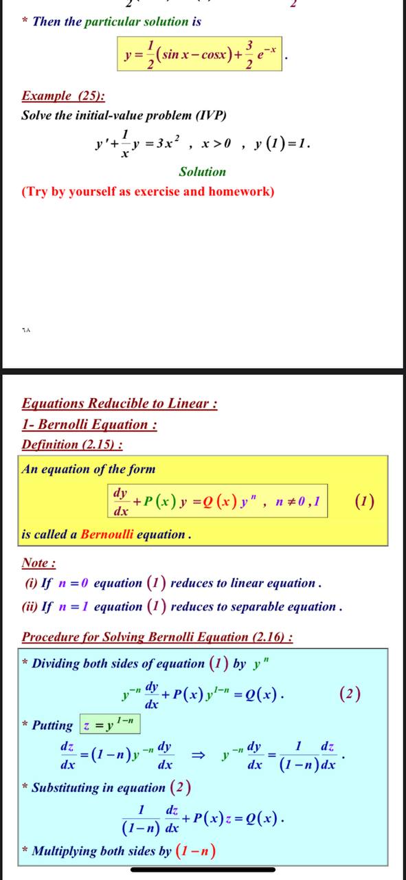 Solved * Then the particular solution is y= }(sin x-cosx)+; | Chegg.com