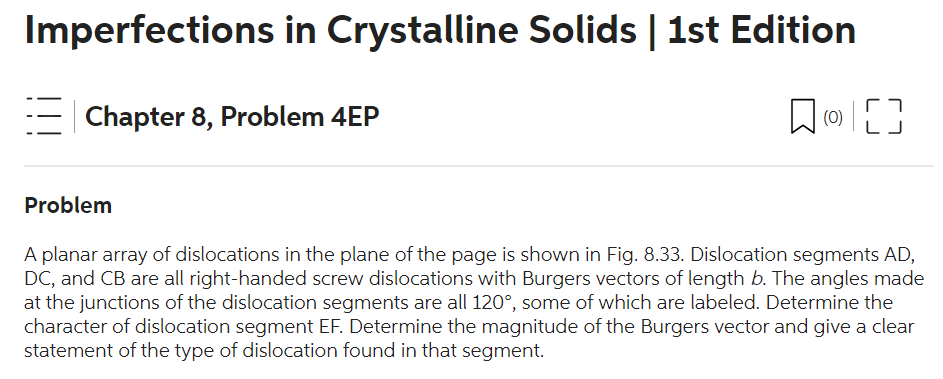 Solved Imperfections in Crystalline Solids | 1st Edition -二 | Chegg.com