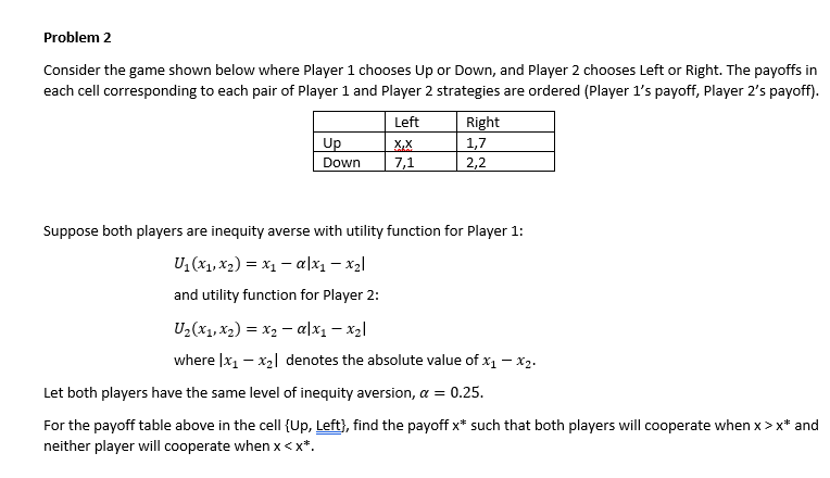 Solved Problem 2 Consider the game shown below where Player | Chegg.com
