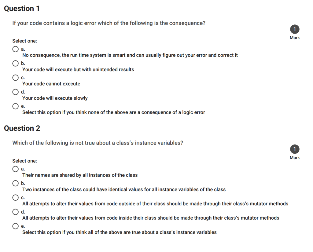 Solved ion 1 If Your Code Contains A Logic Error Which Chegg