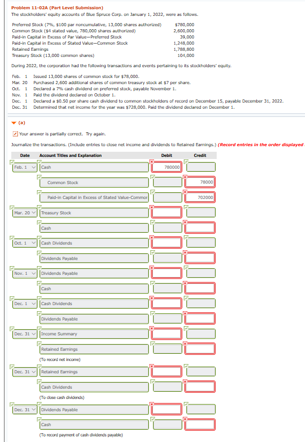 Solved Problem 11-02A (Part Level Submission) The | Chegg.com