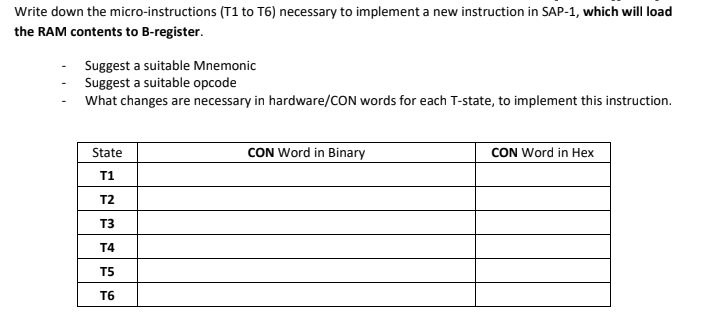 Solved Write down the micro-instructions (T1 to T6) | Chegg.com