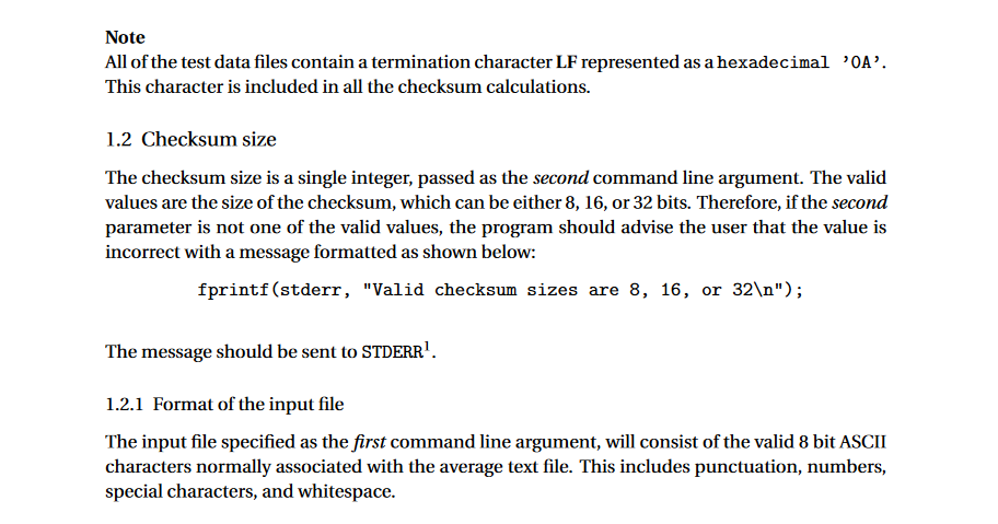 Solved 1 Checksum In this assignment you'll write a program | Chegg.com