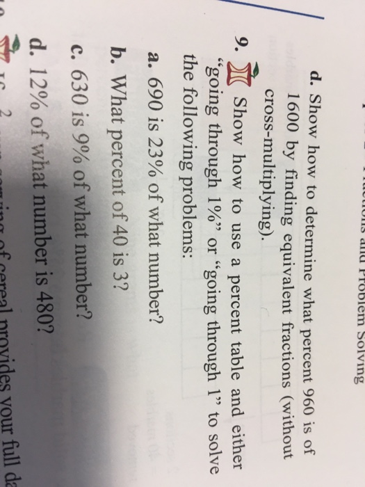 Solved Show How To Use A Percent Table And Either Going Chegg