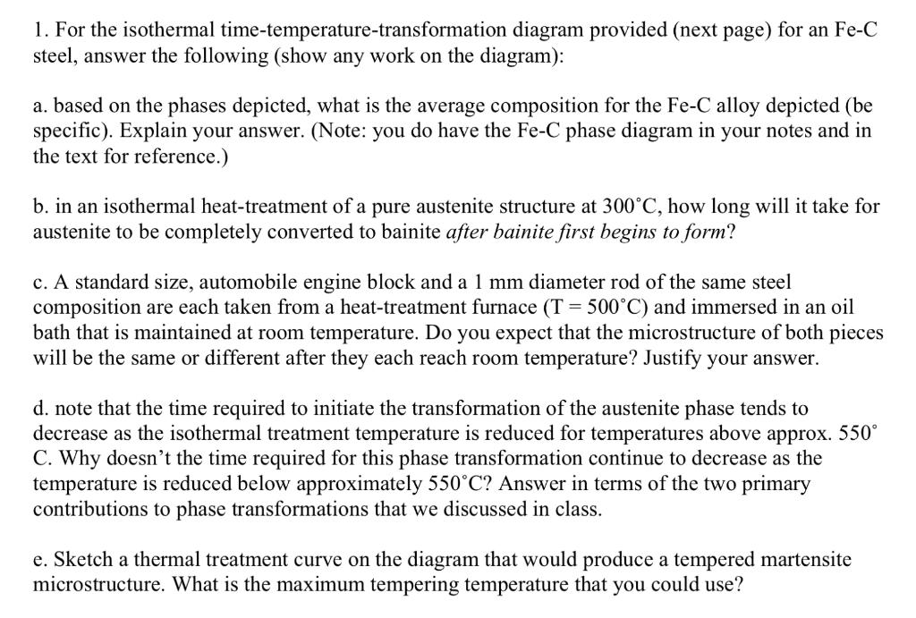 Solved 1. For the isothermal time-temperature-transformation | Chegg.com