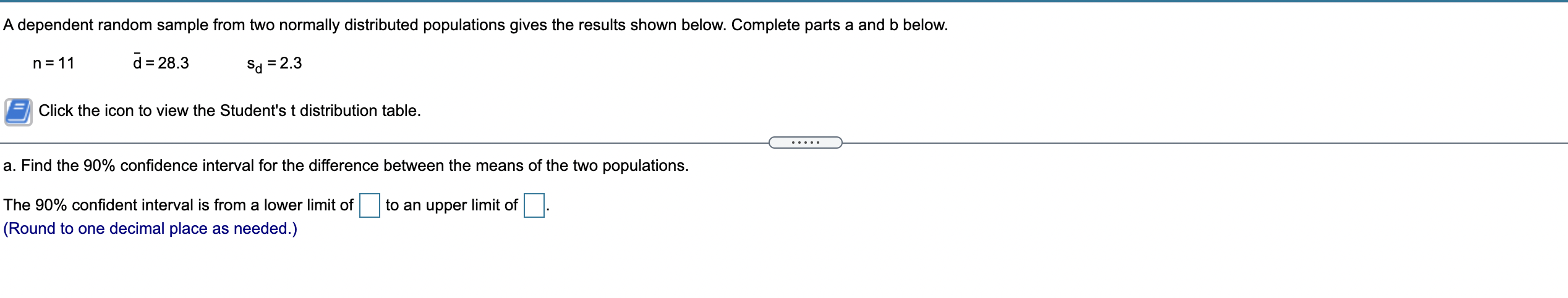 Solved A dependent random sample from two normally | Chegg.com