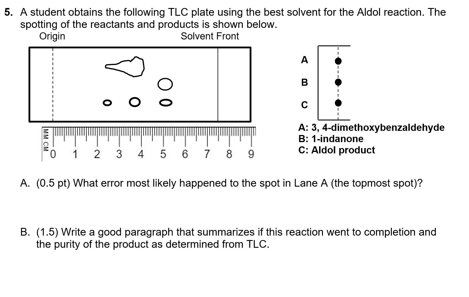 5. A student obtains the following TLC plate using | Chegg.com