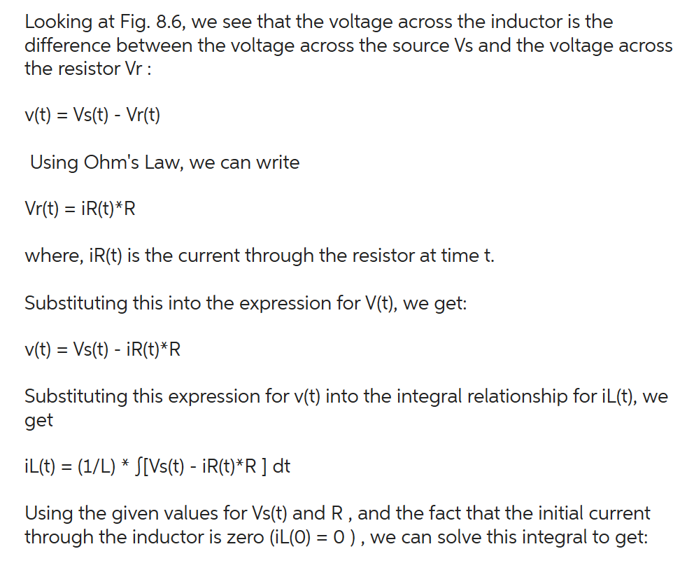 8.2 Use the integral relationship between iL and v to | Chegg.com