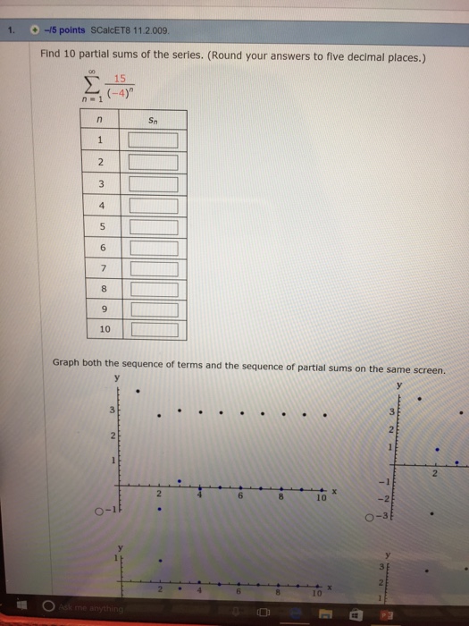 Solved Find 10 partial sums of the series. (Round your | Chegg.com