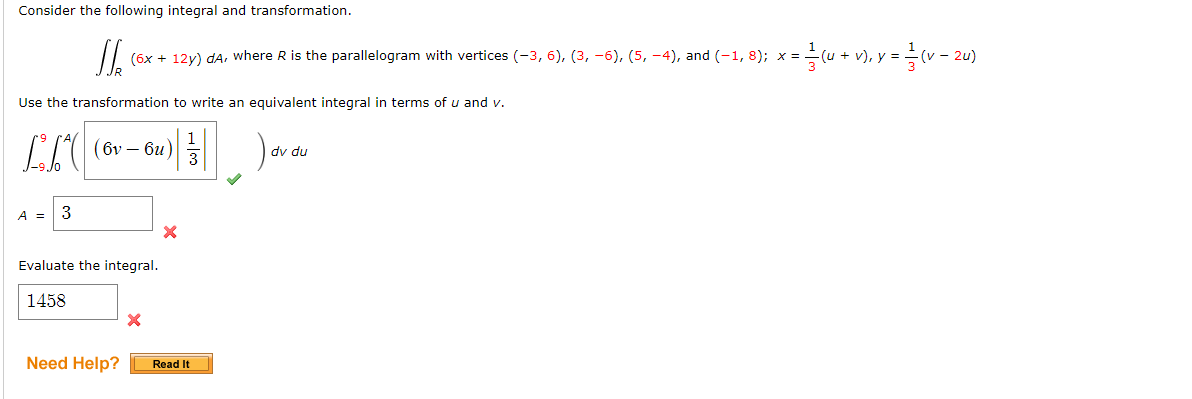 Solved Consider the following integral and transformation. | Chegg.com