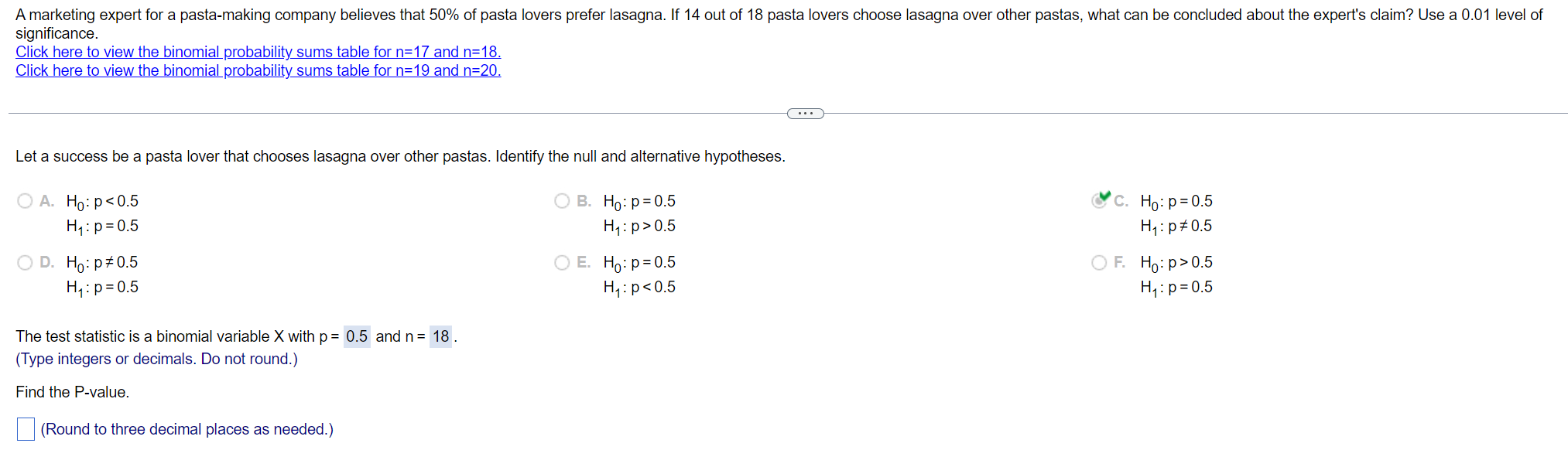 Solved significance. Click here to view the binomial | Chegg.com