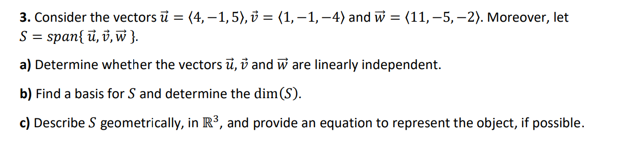 Solved Consider the vectors | Chegg.com