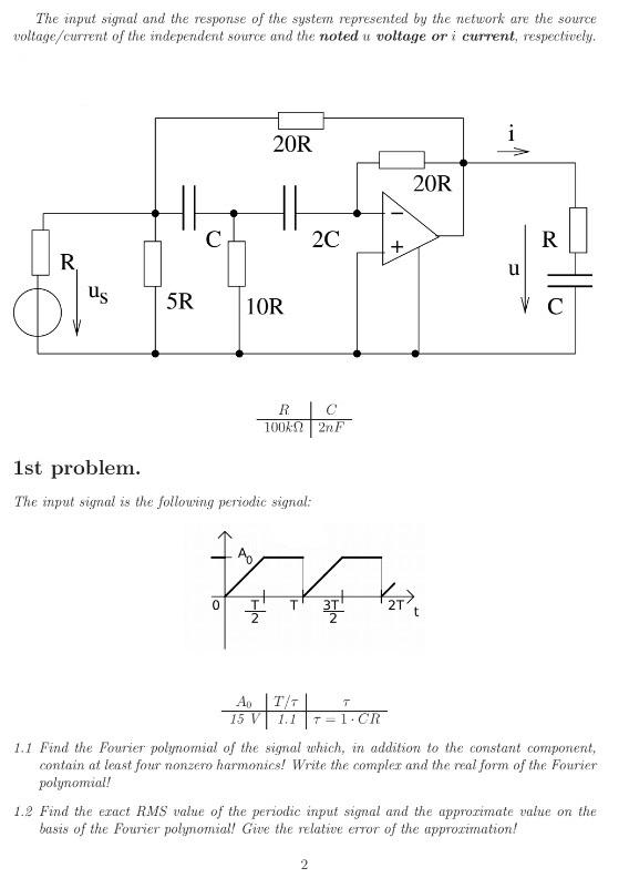 Solved The input signal and the response of the system | Chegg.com