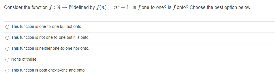 Solved Consider the function f : N N defined by f(n) = n2 | Chegg.com