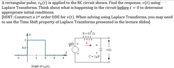 Solved A rectangular pulse, vr(t) is applied to the RC | Chegg.com