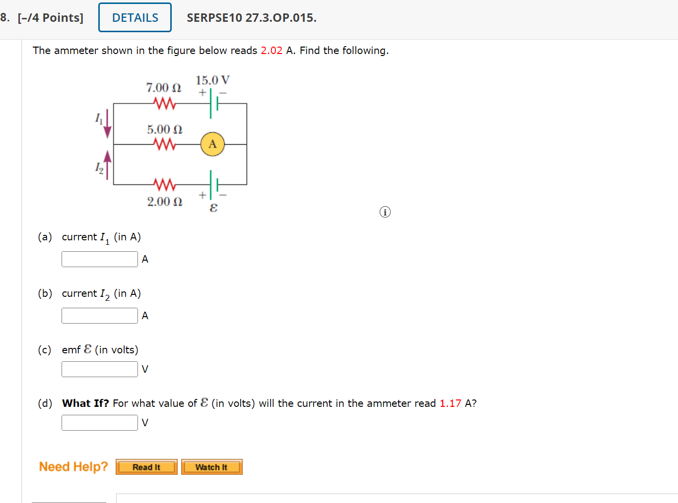 Solved The ammeter shown in the figure below reads 2.02A. | Chegg.com
