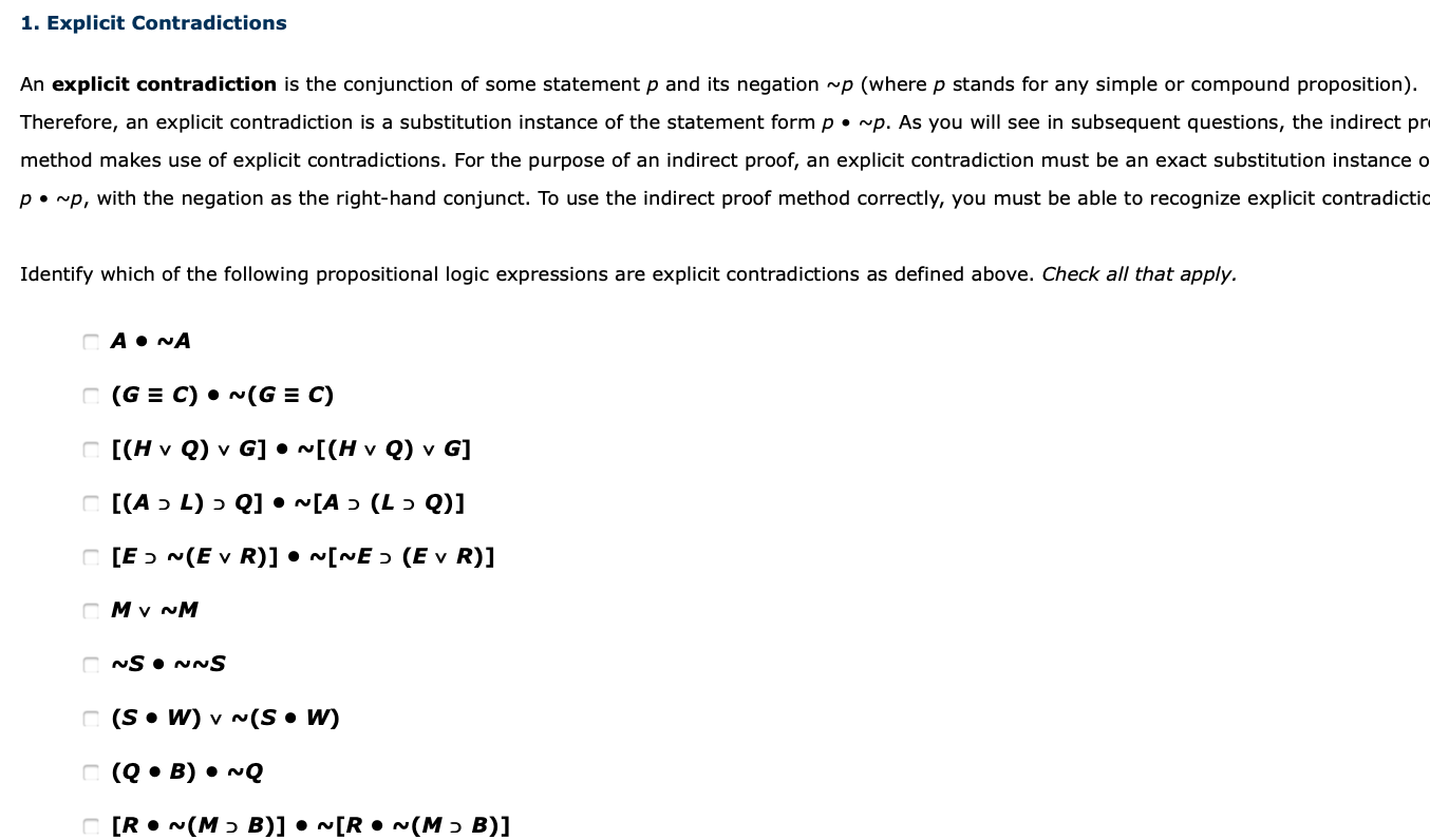 1. Explicit Contradictions An explicit contradiction | Chegg.com