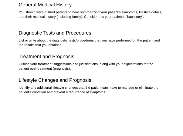 Solved General Medical History You should write a short | Chegg.com