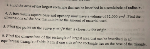 3. Find the area of the largest rectangle that can be | Chegg.com