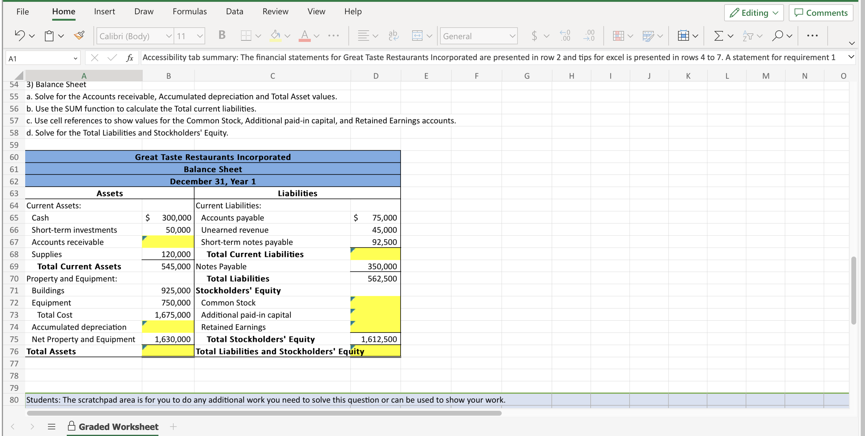 Solved File Home Insert Draw Formulas Data Review View Help | Chegg.com