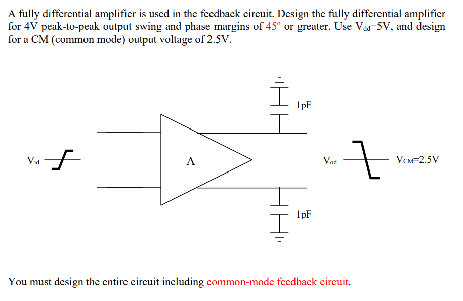 A fully differential amplifier is used in the | Chegg.com A fully differential amplifier is used in the | Chegg.com