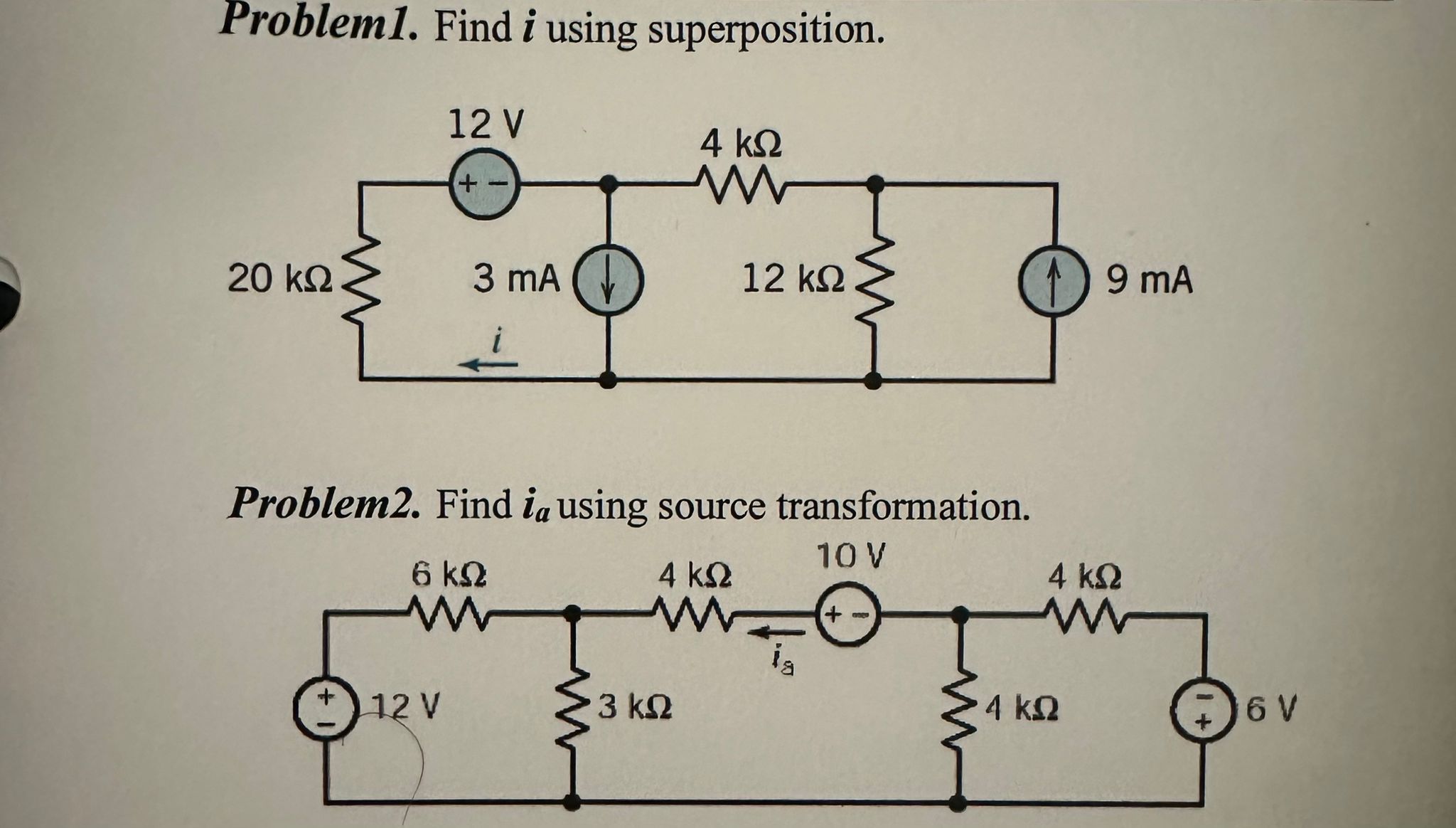 Solved Problem1 Find I Using Superposition Problem 2 Find
