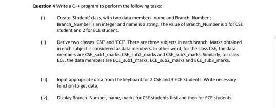 Solved Question 4 Write A Cprogram To Perform The Following 0314