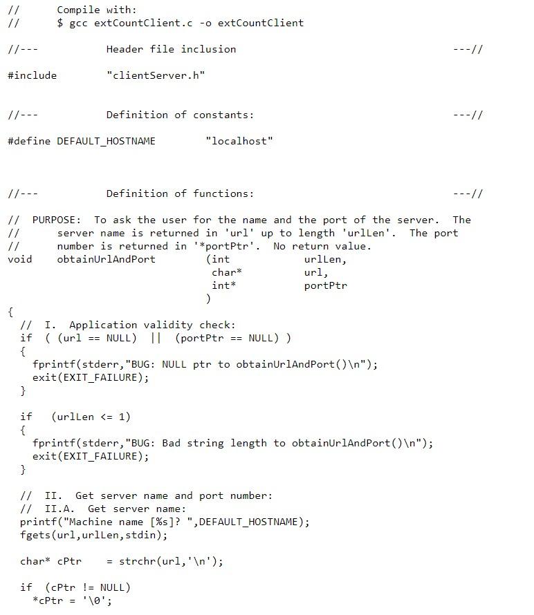 Solved // Compile with: // $ gcc extCountClient.c -o | Chegg.com