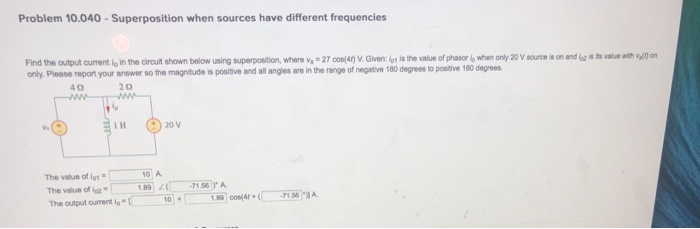 Solved value 10.00 points Probelm 10.006-Phasor circuit with | Chegg.com