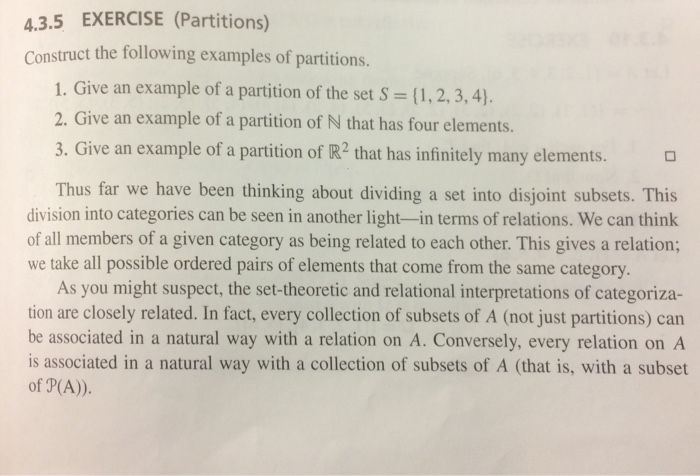 Solved Construct the following examples of partitions. Give | Chegg.com