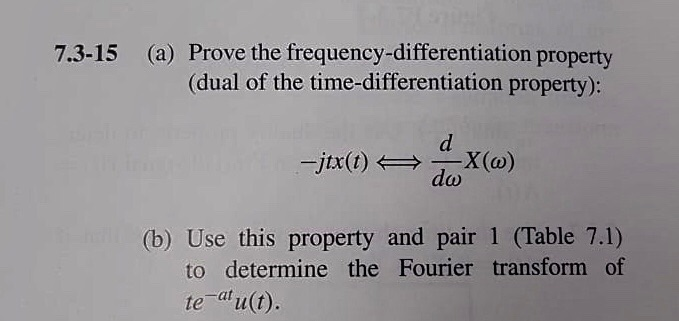 Solved (a) Prove the frequency-differentiation property | Chegg.com