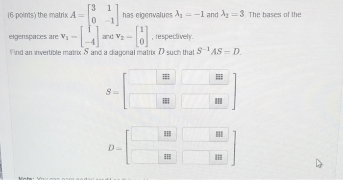 Solved The matrix A = [3 1 0 -1] has eigenvalues lambda_1 = | Chegg.com