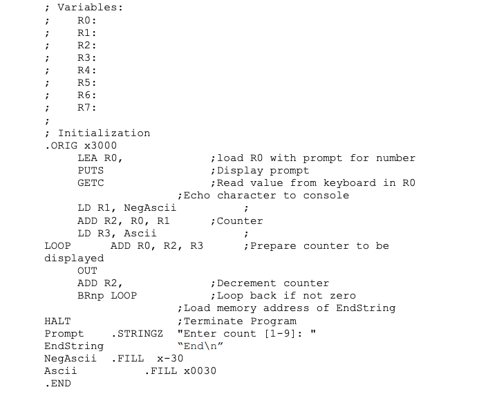 Solved Lc 3 Assembly Language Using The