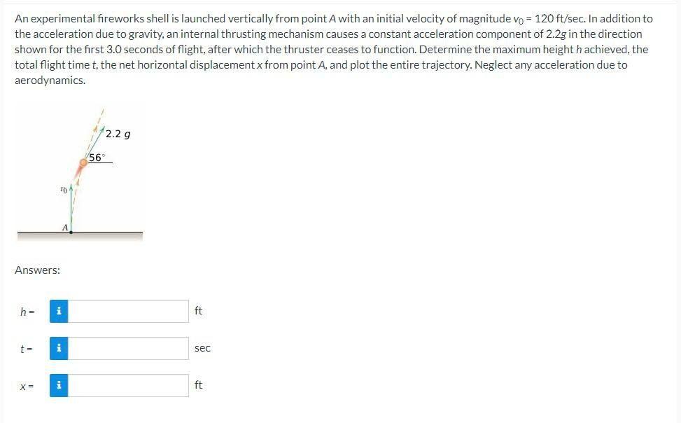 Solved An experimental fireworks shell is launched | Chegg.com