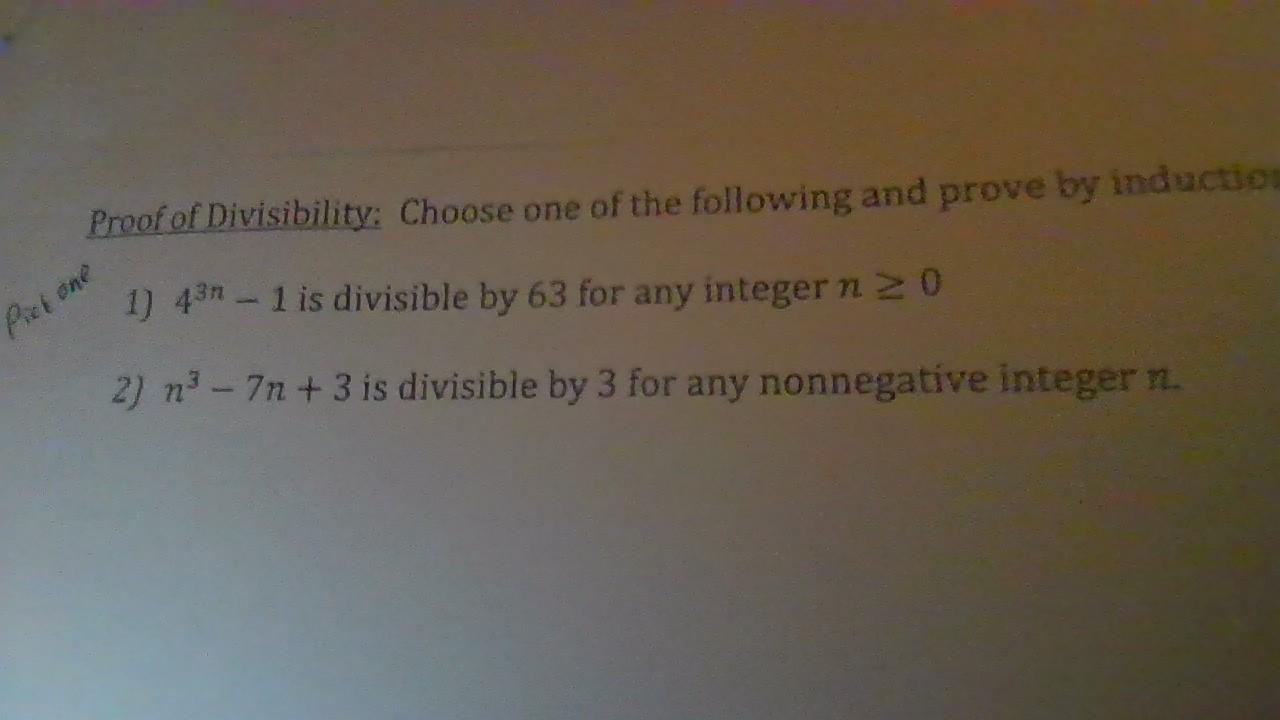 Solved Proof of Divisibility: Choose one of the following | Chegg.com