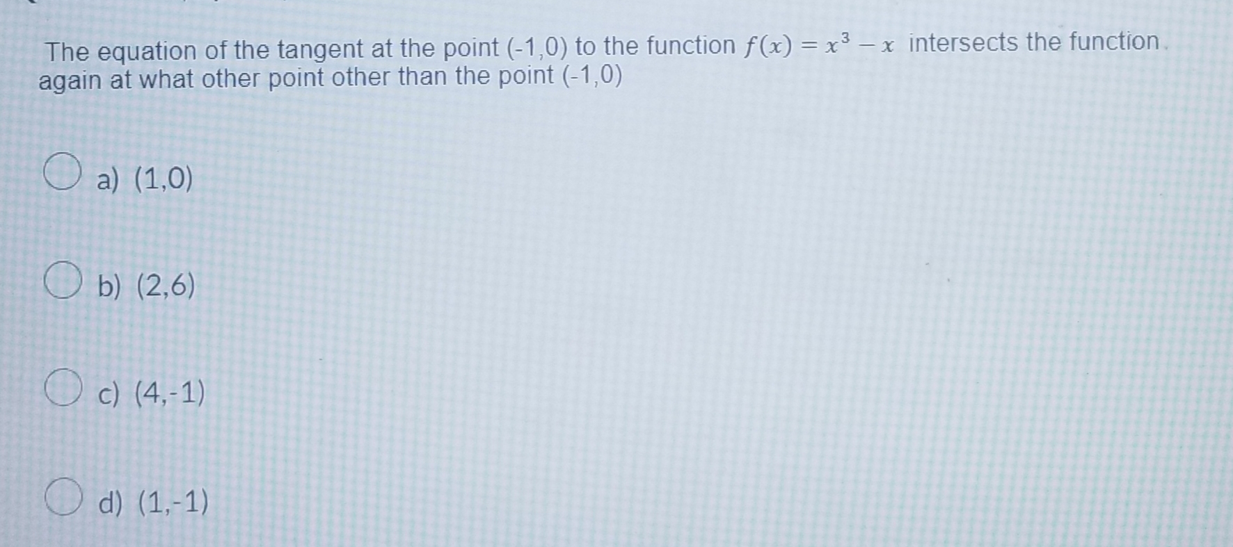 The equation of the tangent at the point (-1,0) ﻿to | Chegg.com