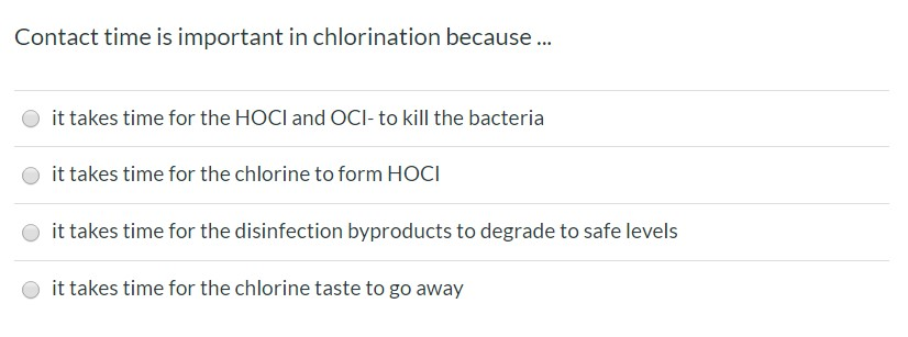 Solved Contact time is important in chlorination because ... | Chegg.com