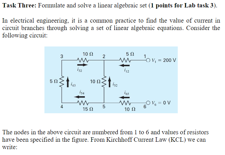 Solved Task Three: Formulate and solve a linear algebraic | Chegg.com