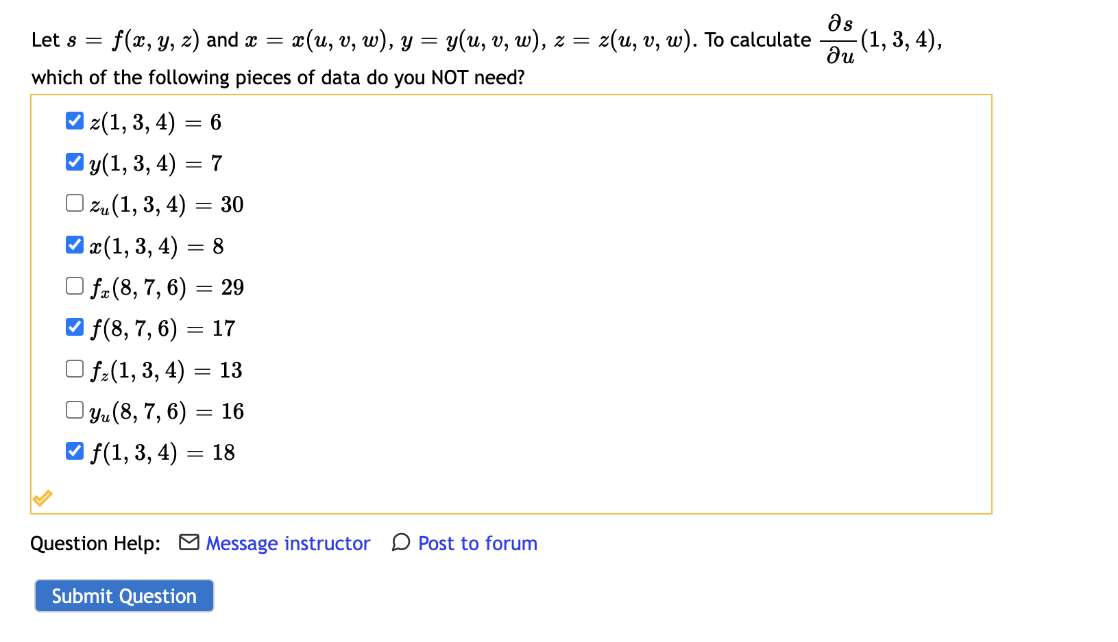 Solved Let s=f(x,y,z) and x=x(u,v,w),y=y(u,v,w),z=z(u,v,w). | Chegg.com