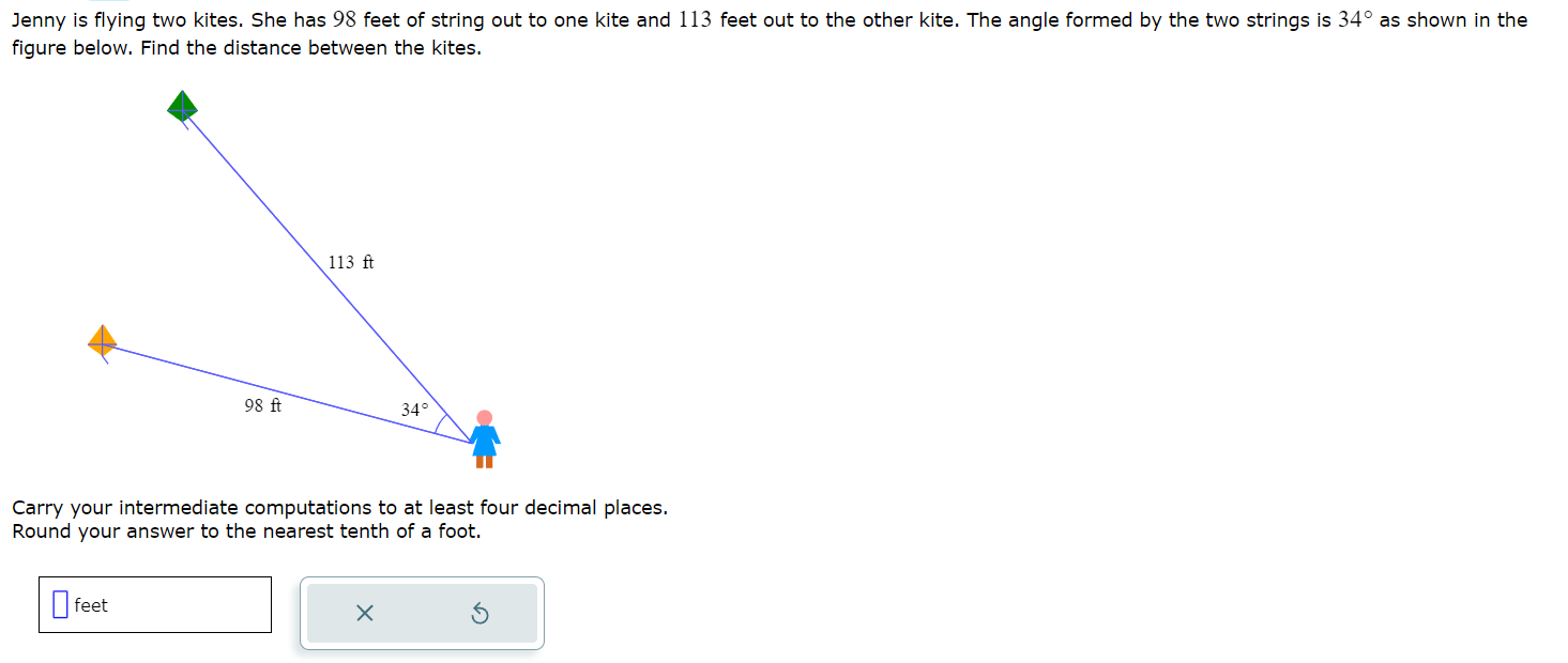 Solved Jenny is flying two kites. She has 98 feet of string | Chegg.com