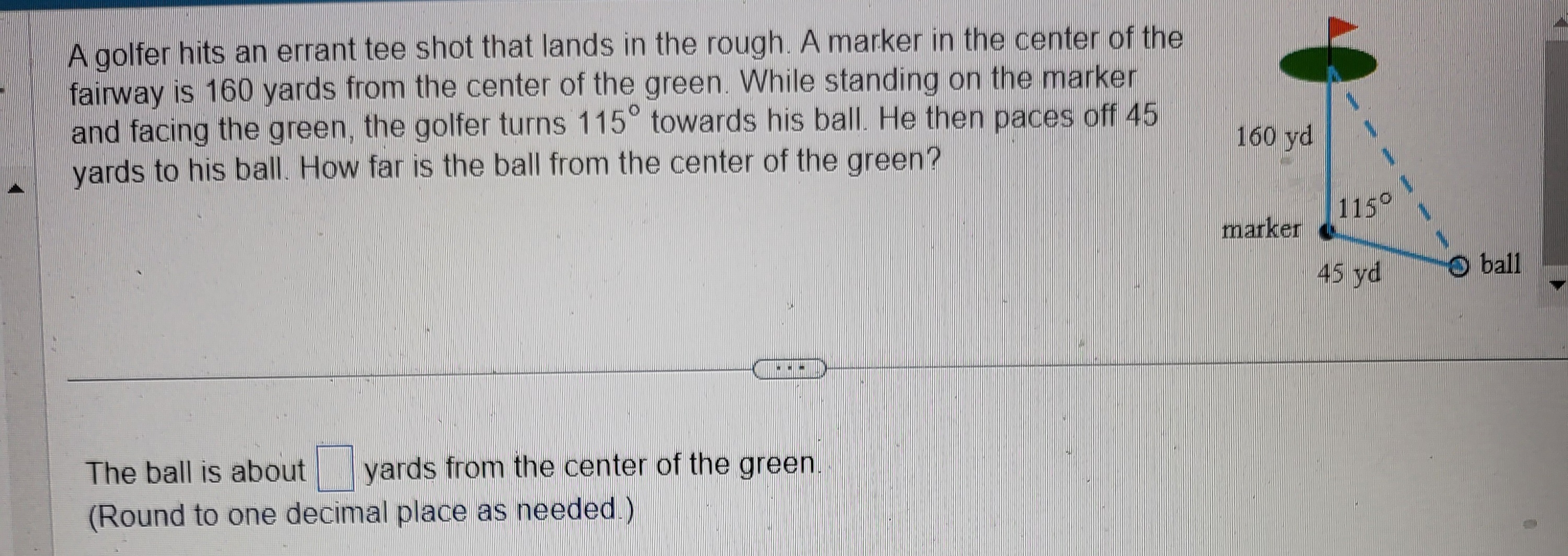Solved A golfer hits an errant tee shot that lands in the | Chegg.com