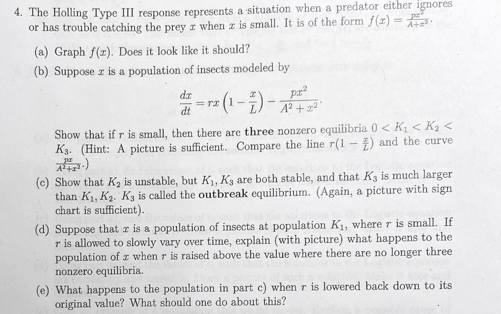 Solved 4. The Holling Type III response represents a | Chegg.com
