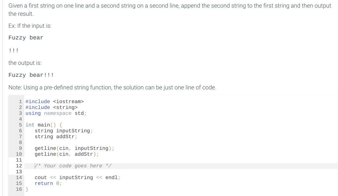 Solved Given a first string on one line and a second string | Chegg.com